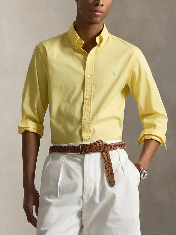 Polo Ralph Lauren Cotton Button-up Shirt With Logo Embroidery - Yellow