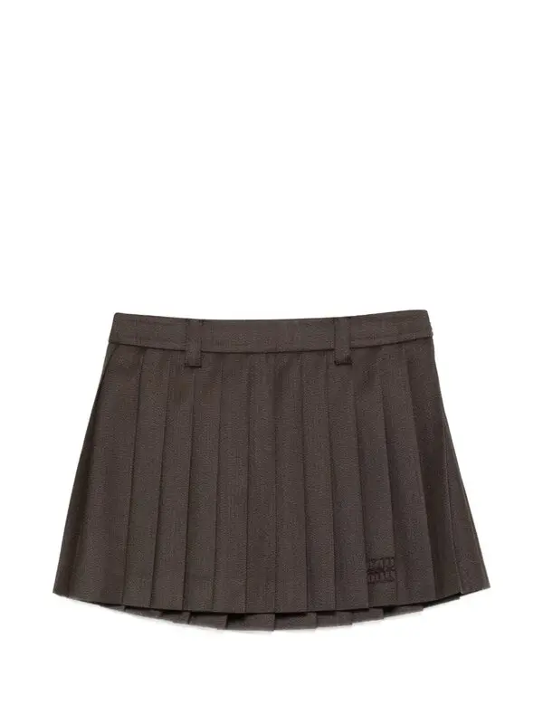 Miu Miu Pleated Wool Mini Skirt