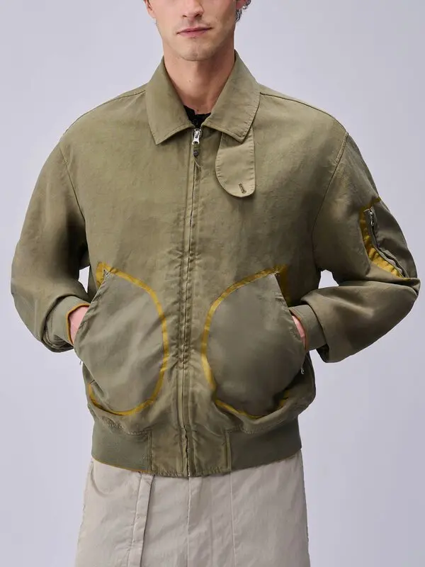 MASSIMO OSTI STUDIO Garment-dyed Jacquard Bomber Jacket