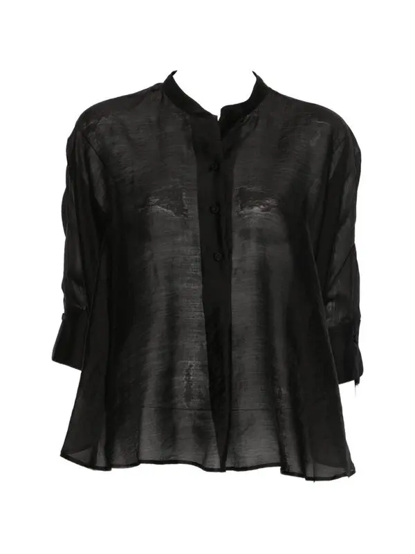 TRAME AUREE Long-sleeve Blouse With Stand Collar And Button Fastening