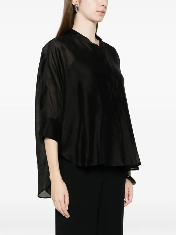 TRAME AUREE Long-sleeve Blouse With Stand Collar And Button Fastening