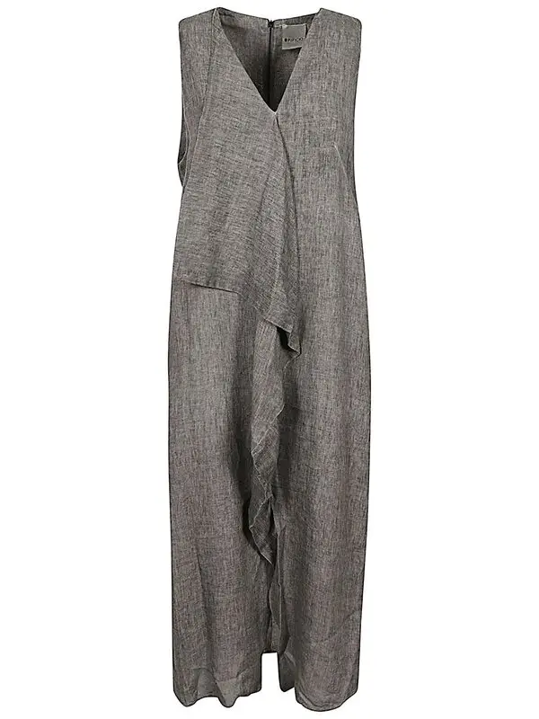 OPIFICIO Linen Maxi Dress With Draped Detail