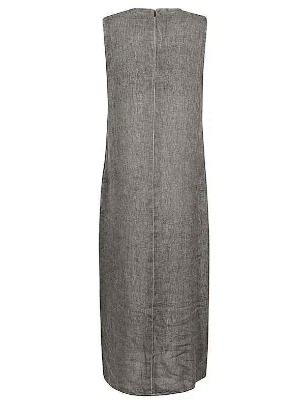 OPIFICIO Linen Maxi Dress With Draped Detail