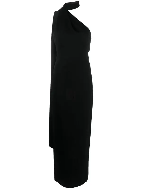 Solace London Demi Maxi Dress One Shoulder, Halterneck - Black