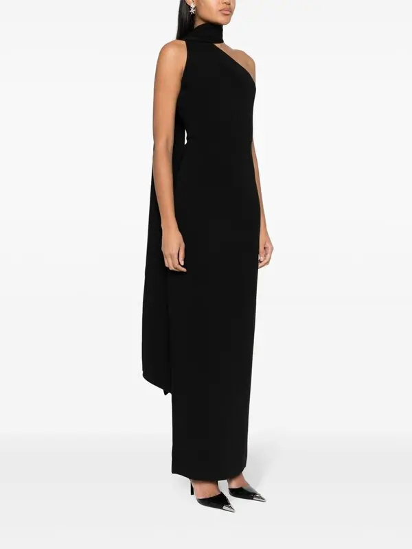 Solace London Demi Maxi Dress One Shoulder, Halterneck - Black