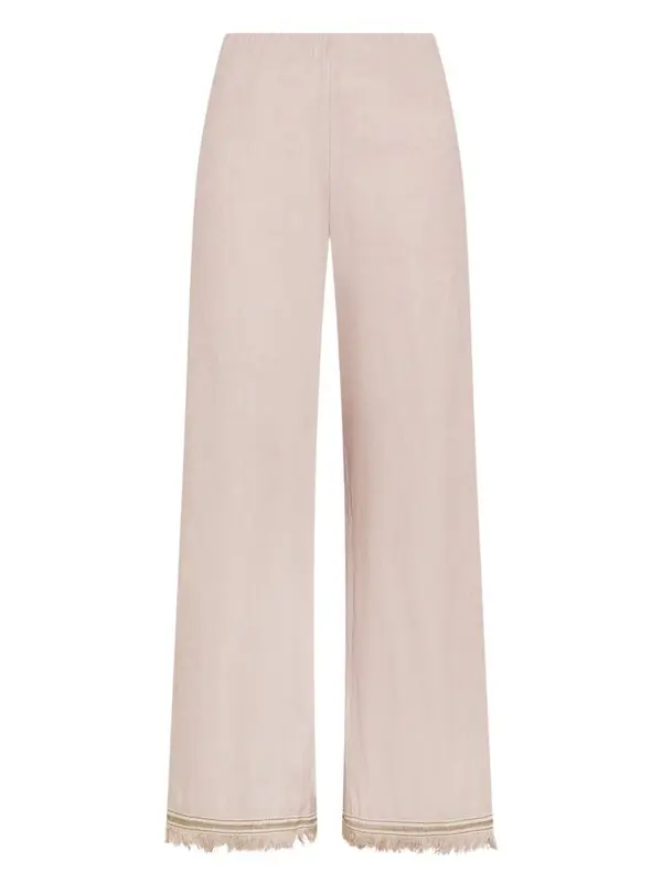 Seventy Stretch Linen Trousers With Fringed Hem