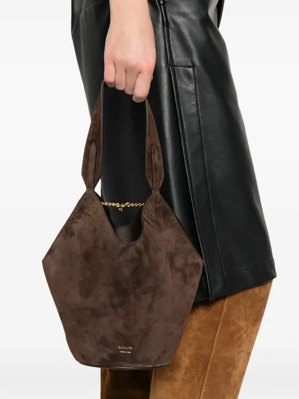 Khaite Lotus Mini Leather Bucket Bag - Brown
