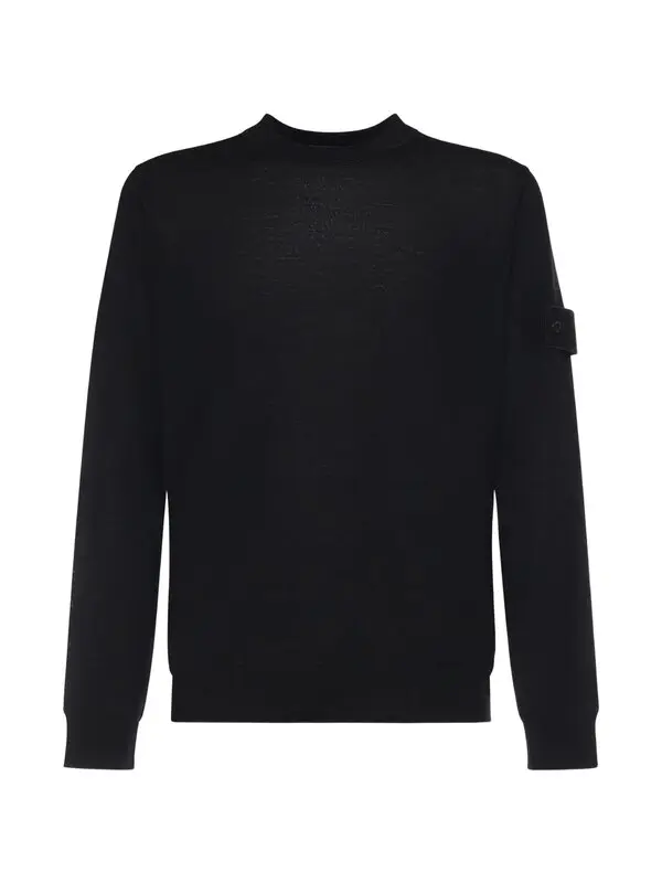 Stone Island Cotton Crew Neck Sweater - Black