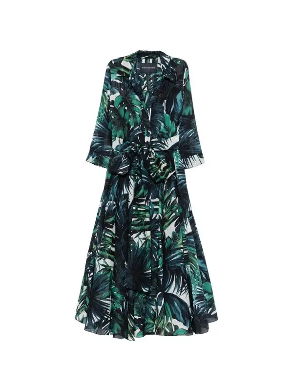 Samantha Sung Aster Tropical Print Midi Dress