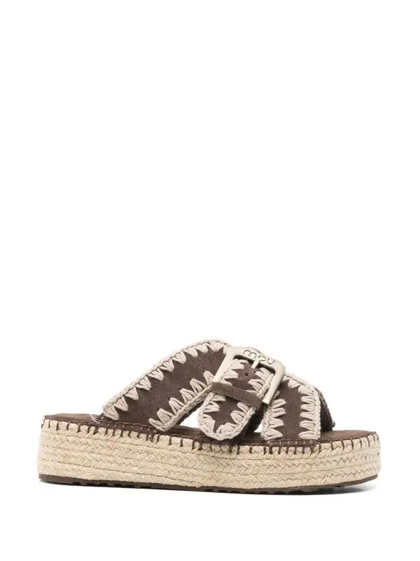 Mou Jute Platform Sandals With Buckle Fastening