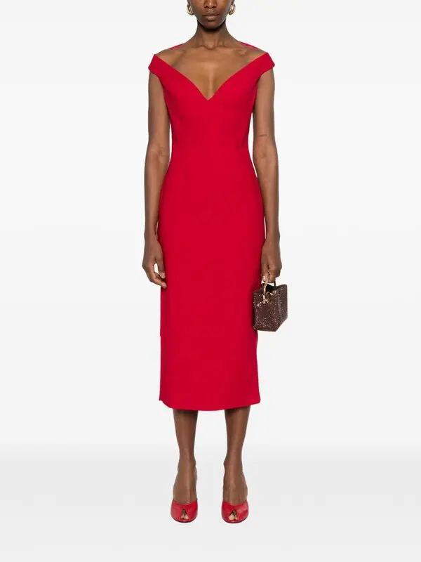 Solace London Monica Midi Dress - Red