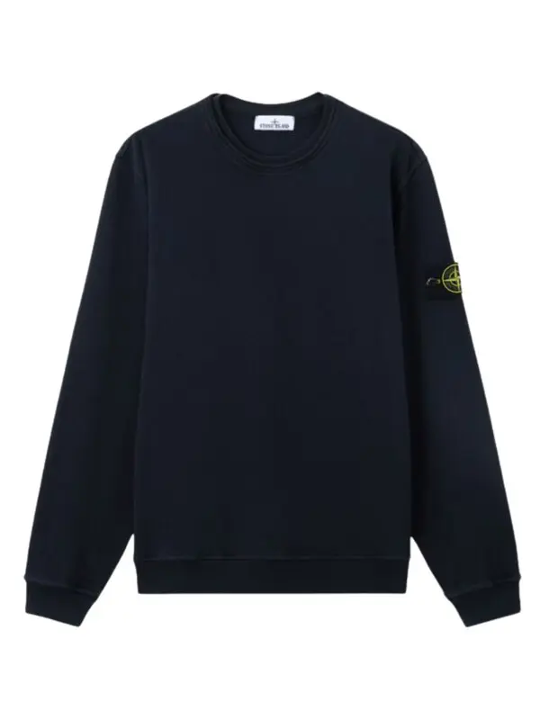 Stone Island Crew Neck Sweater With Logo Detail - Blue