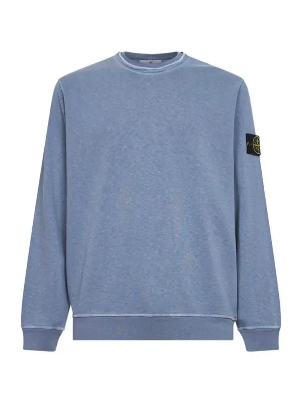 Stone Island Crew Neck Sweater With Logo - Blue