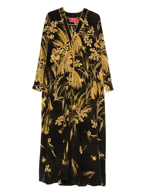 F.R.S FOR RESTLESS SLEEPERS Silk Blend Floral Print Maxi Dress - Yellow