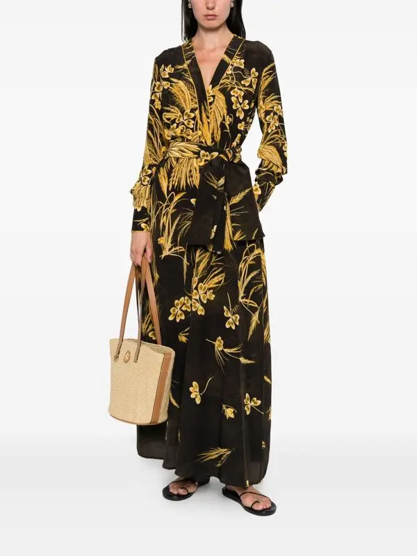 F.R.S FOR RESTLESS SLEEPERS Silk Blend Floral Print Maxi Dress