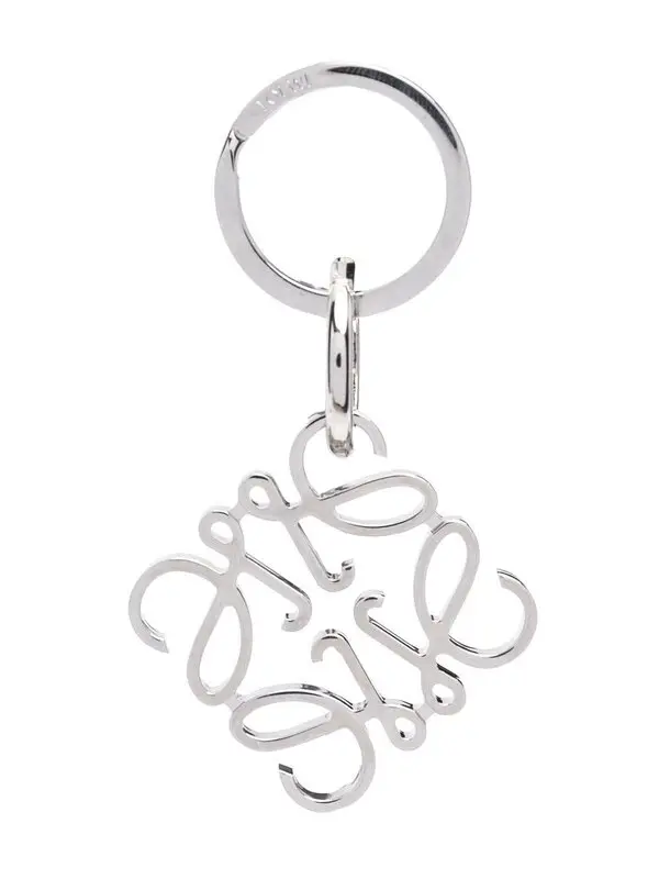 Loewe Anagram Logo Plaque Keyring - Silver