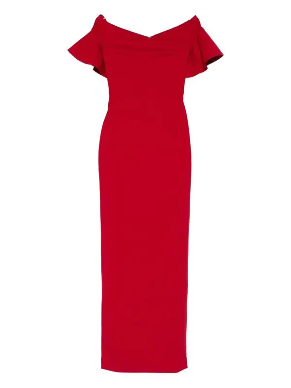 Solace London Cielo Maxi Dress With Ruffled Sleeves - Red