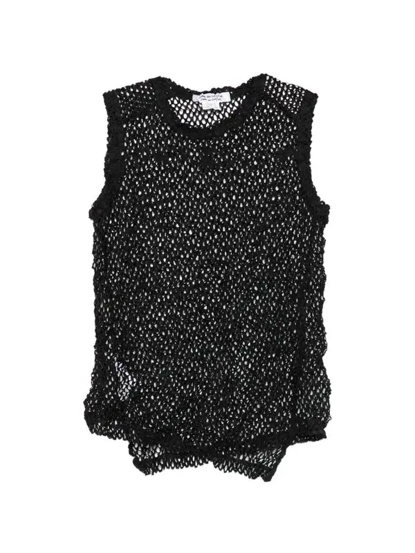 Comme Des Garçons Net Round Neck Sleeveless Top