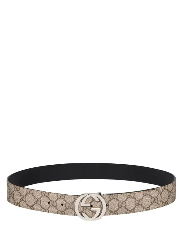 Gucci Gg Interlocking Reversible Belt - Beige