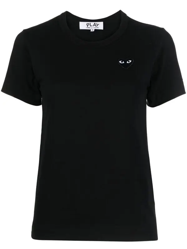 Play Comme Des Garcon Cotton T-shirt With Appliqué Heart Logo - Black
