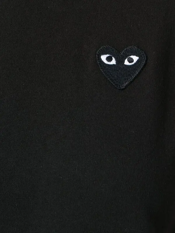 Play Comme Des Garcon Cotton T-shirt With Appliqué Heart Logo - Black