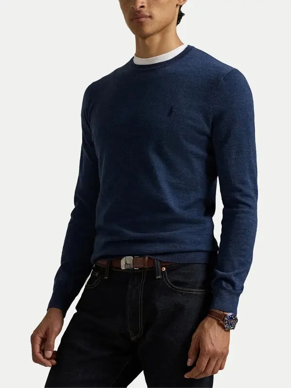 Polo Ralph Lauren Fine Knit Crew Neck Long Sleeve Sweater - Blue