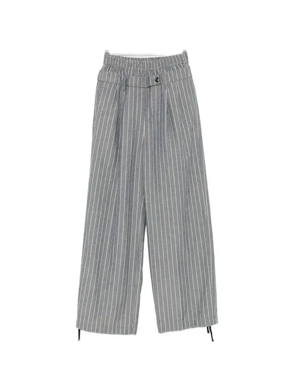 WHITE SAND Pinstriped Linen Blend Trousers