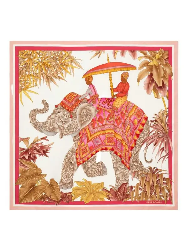 FERRAGAMO Printed Silk Foulard - Pink