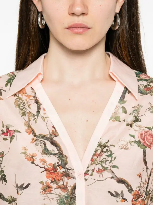Alice + Olivia Charis Printed Long Sleeve Blouse - Pink