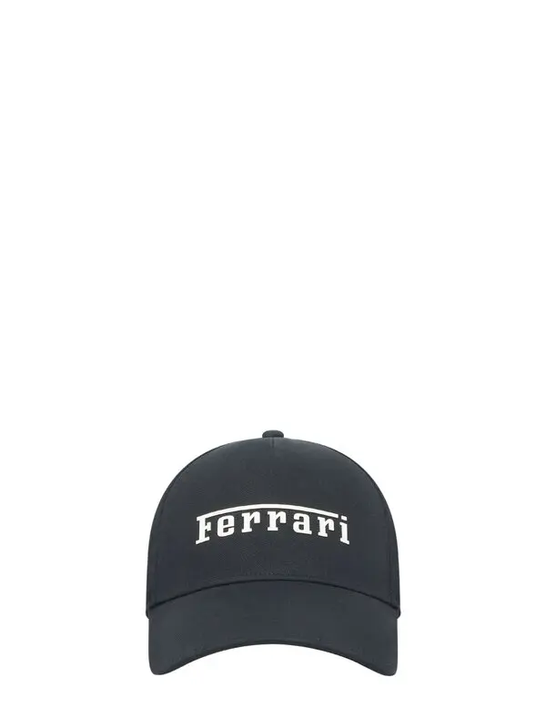 FERRARI Cotton Baseball Cap With Embossed Logo - Black