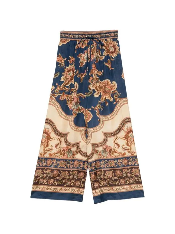 Zimmermann Aster Printed Silk Trousers - Blue