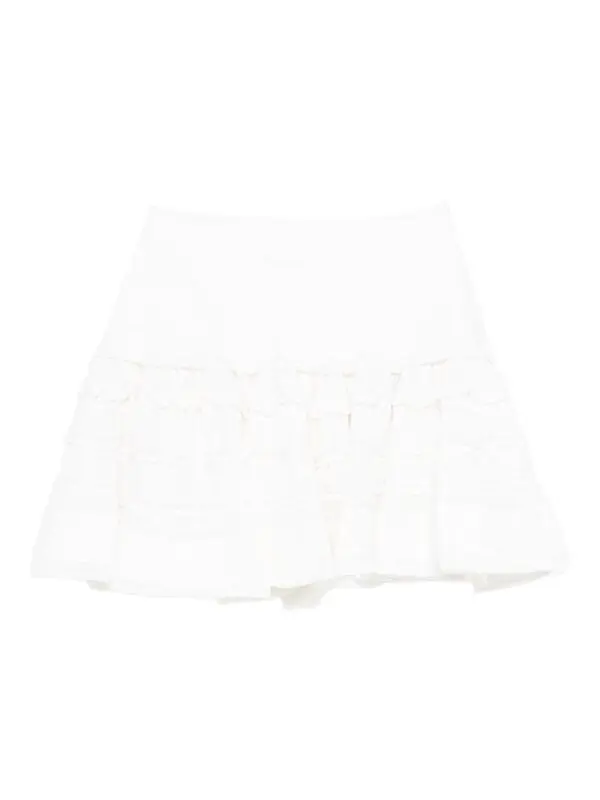 Alaïa Ruffled Wool Skirt - White