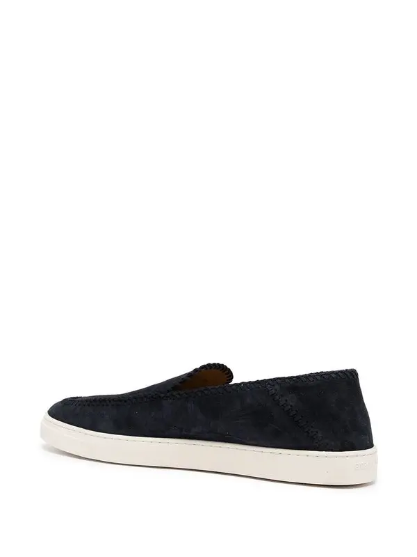 Giorgio Armani Leather Slip-on Sneakers - Blue