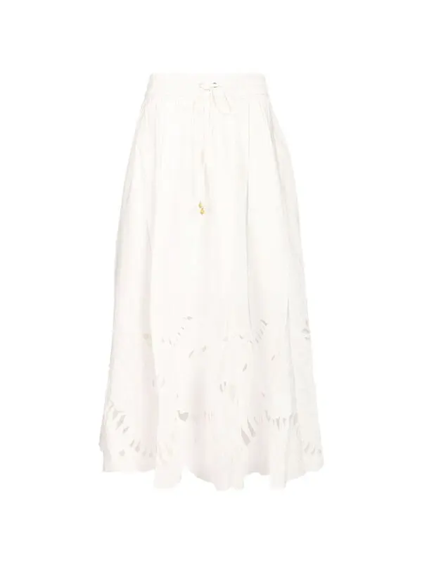 Zimmermann Mahon Cotton Midi Skirt - White