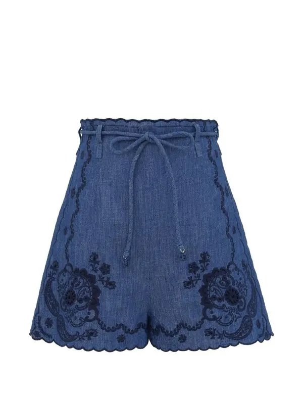 Zimmermann Aster Denim Shorts - Blue