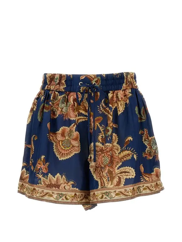 Zimmermann Aster Printed Silk Shorts - Blue