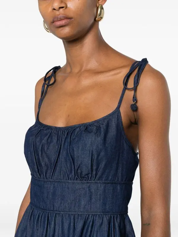 Zimmermann Mahon Denim Midi Dress With Broderie Anglaise