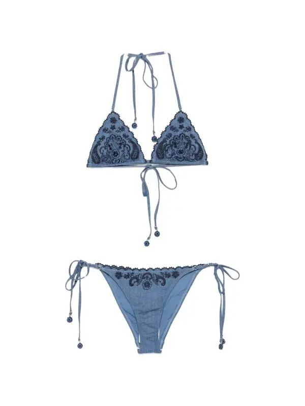 Zimmermann Aster Denim Bikini Set - Blue