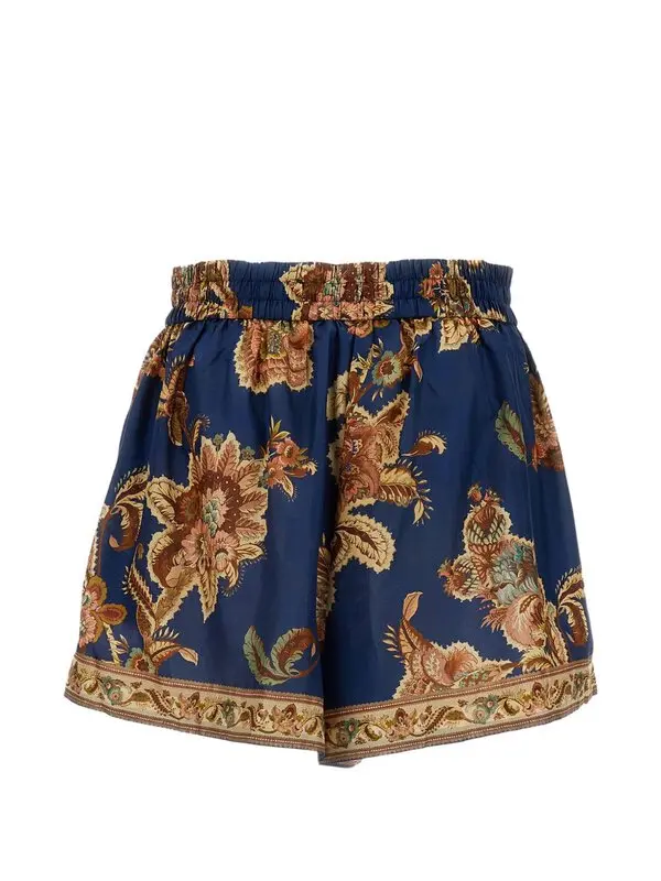 Zimmermann Aster Silk Printed Shorts - Blue
