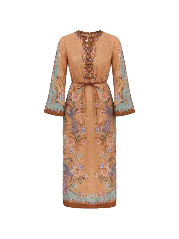 Zimmermann Indra Linen Tunic Maxi Dress - Brown