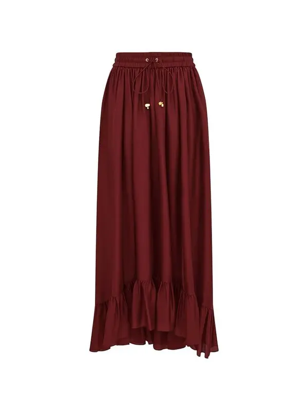 Zimmermann Aster Silk Maxi Skirt - Red