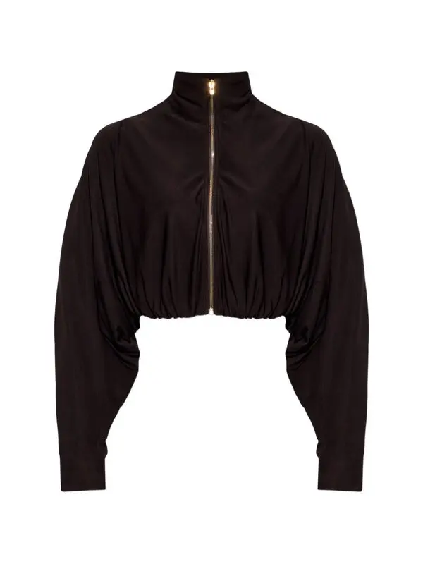 Alaïa Draped Cropped Jacket - Brown