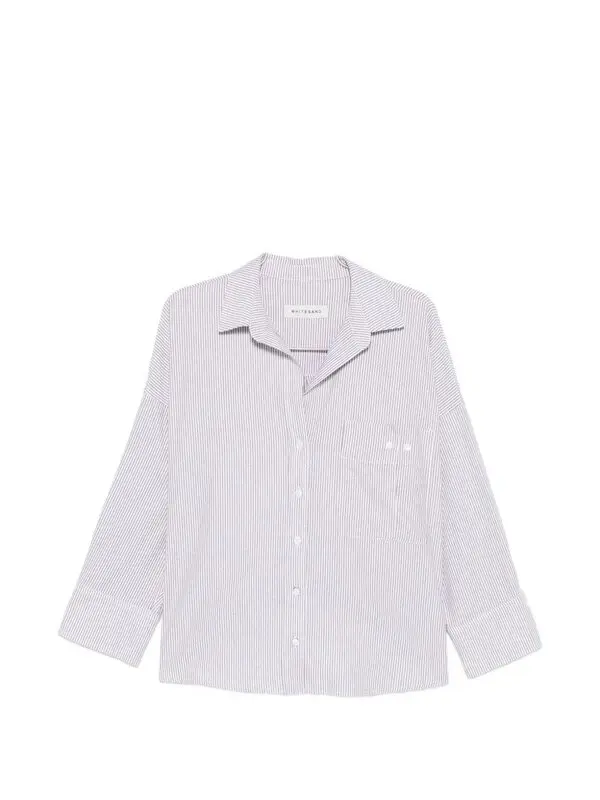WHITE SAND Striped Cotton Shirt With Classic Collar