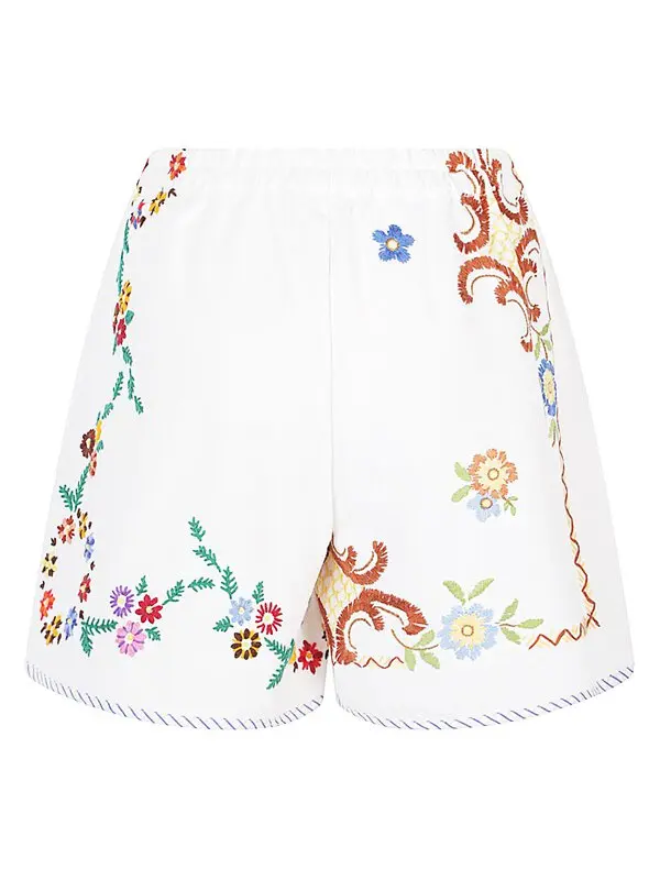 RELAX RE-LUX Embroidered Cotton Shorts
