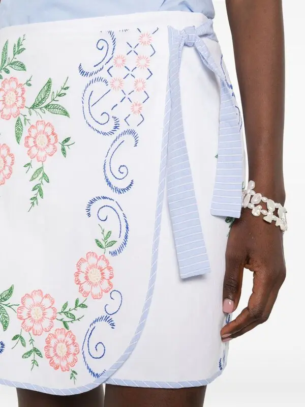RELAX RE-LUX Embroidered Cotton Wrap Skirt