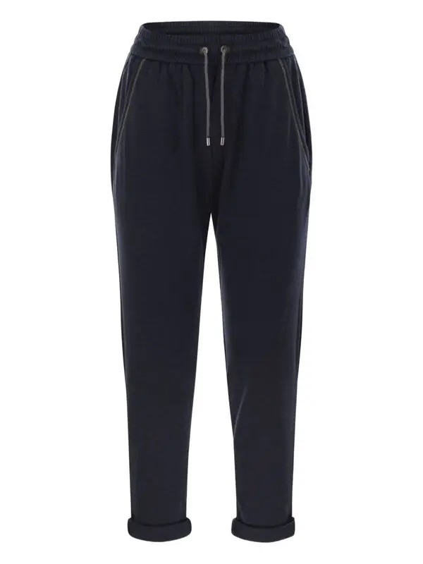 Brunello Cucinelli Cotton And Silk Trousers With Jewel Decoration