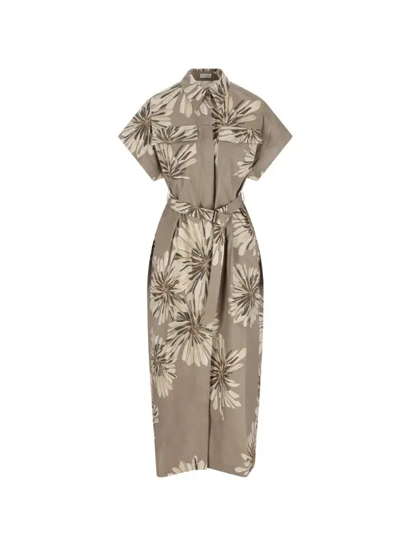 Brunello Cucinelli Printed Cotton Shirt Dress