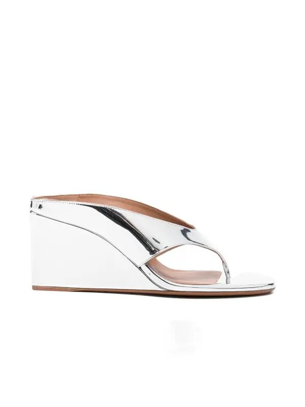 Alaïa Metallic Wedge Thong Mules
