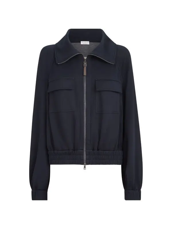 Brunello Cucinelli Cotton And Silk Full Zip Sweatshirt