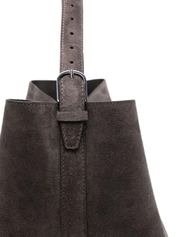TOTEME Belted Suede Leather Tote - Grey